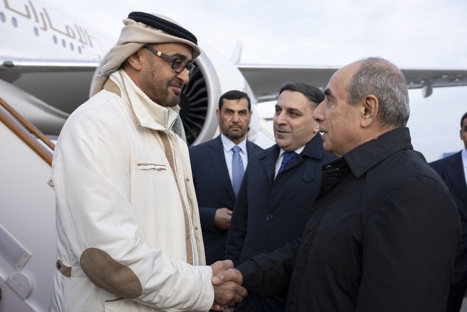 UAE president arrives in Baku for official visit to Azerbaijan | Arab News