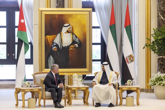 UAE president receives Jordanian king in Abu Dhabi | Arab News
